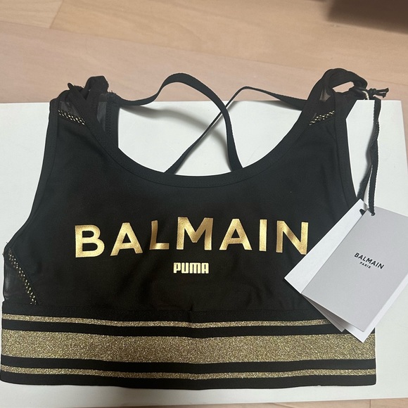 Balmain | Tops | Balmain X Puma Limited Edition Black And Gold Sports Bra Xxs | Poshmark